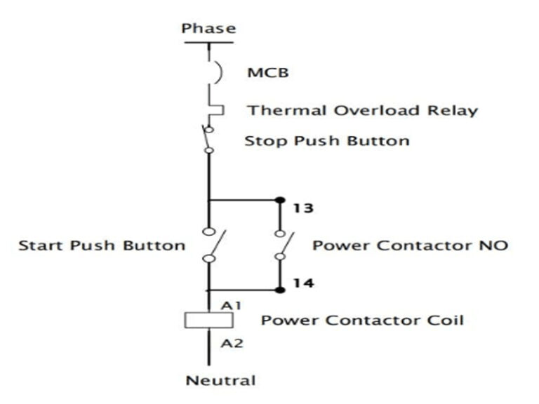 Single Phase Direct Online (DOL) Starter Power & Control Circuit ...