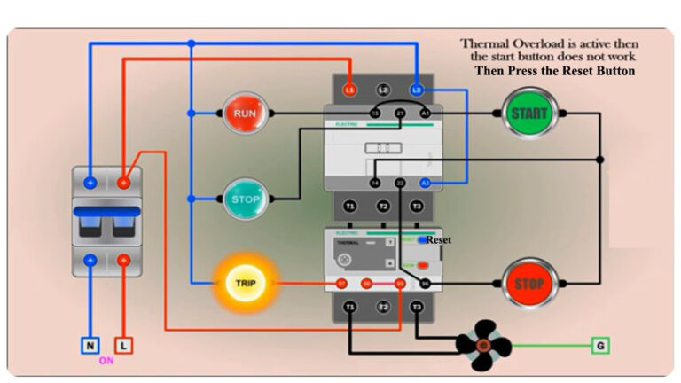 Single Phase Direct Online (DOL) Starter Power & Control Circuit ...
